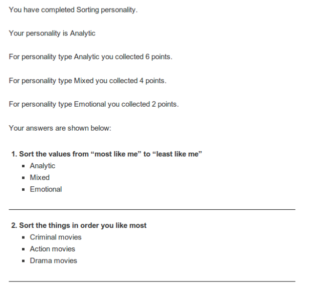 Using Sorting Questions in Personality Quizzes (WatuPRO ... Using Sorting Questions in Personality Quizzes (WatuPRO ...